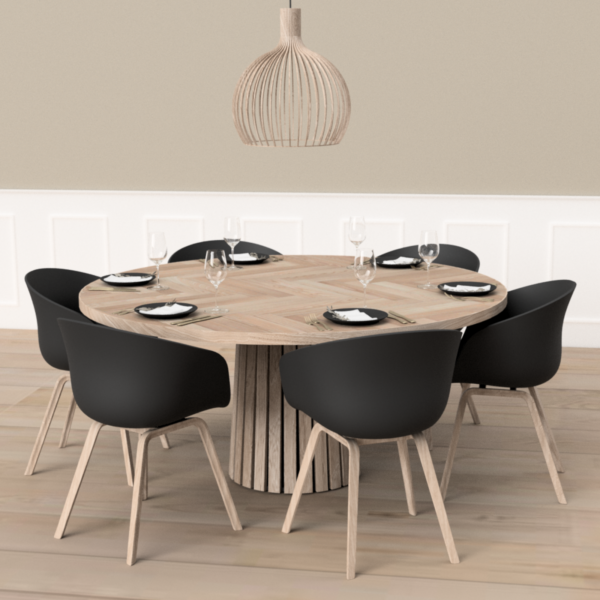 Rundt sildebensbord med udtræk - Mist 5% - lamelfod - NorthWood l TÄNKT ...